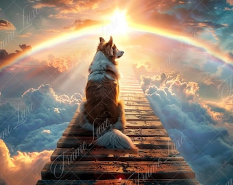 Rainbow Bridge Digital Backdrop Pet Memorial Digital Background Way to ...