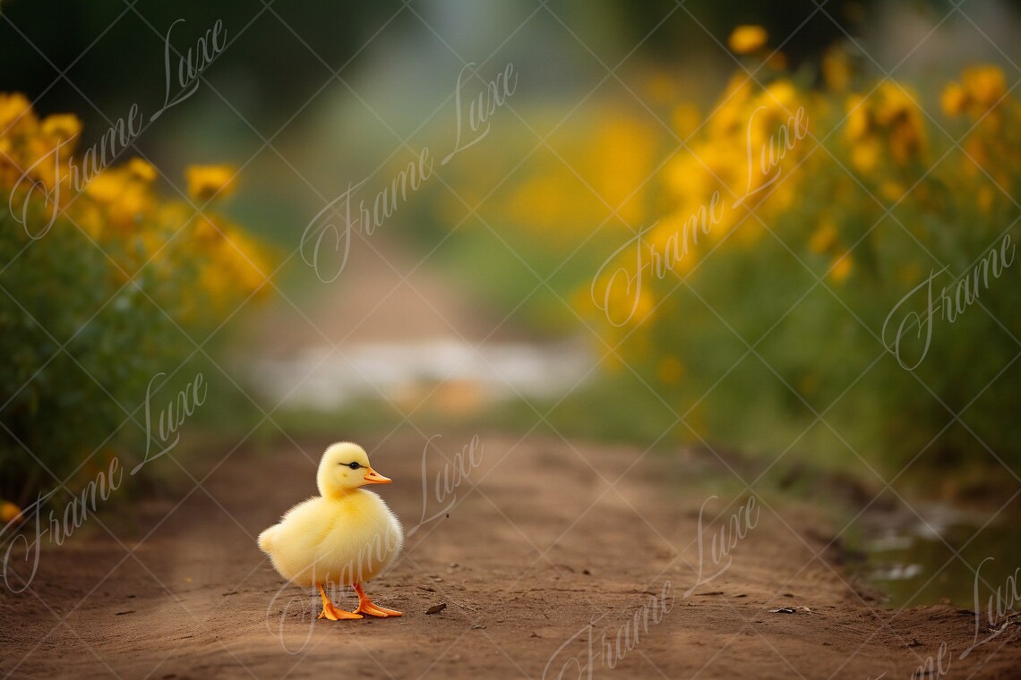 Spring Countryside Road and Duckling Digital Background,fine Art ...