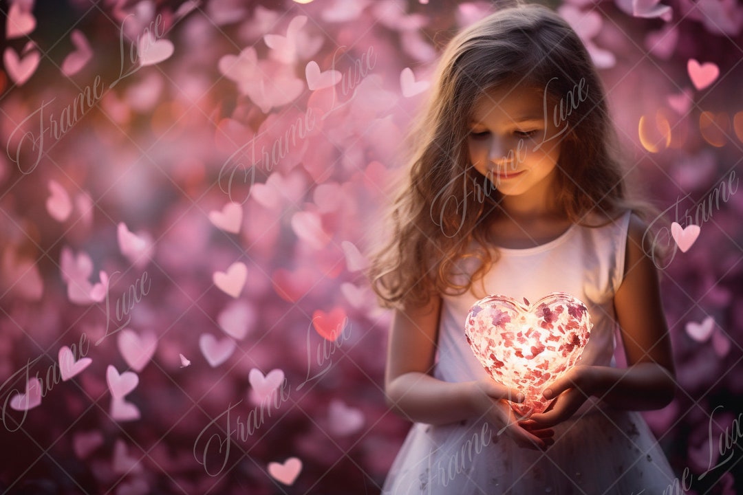 Valentine's Pink Heart Bokeh Digital Background,fine Art Portrait ...