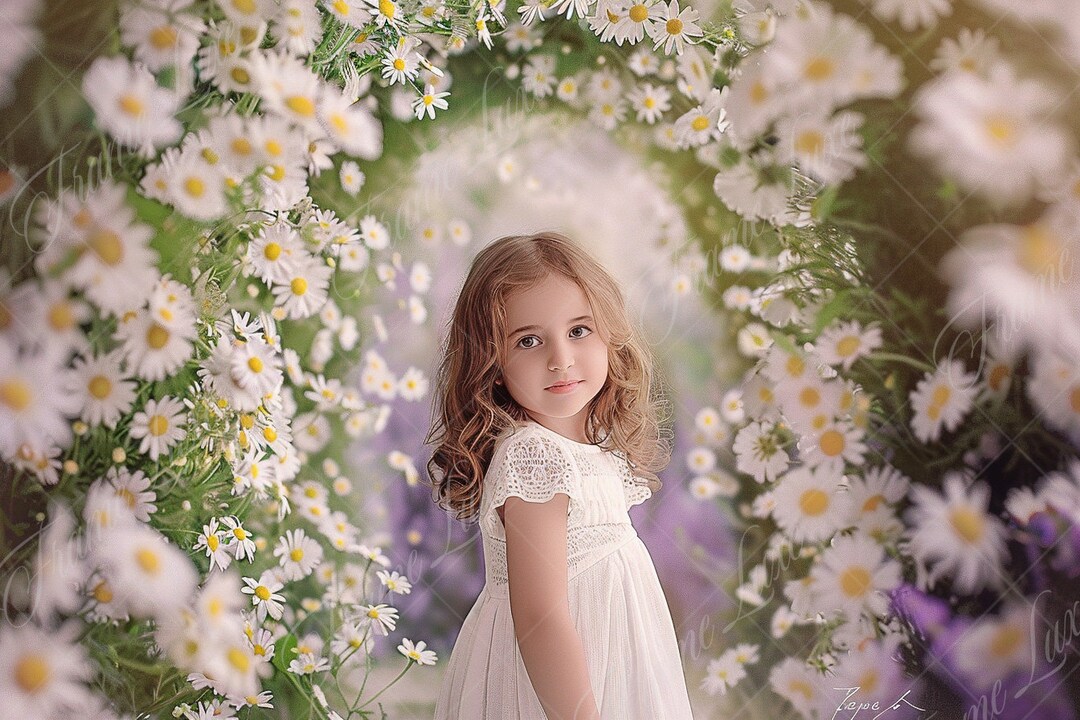 Summer Daisy Floral Arch Digital Background, Fine Art Photography ...