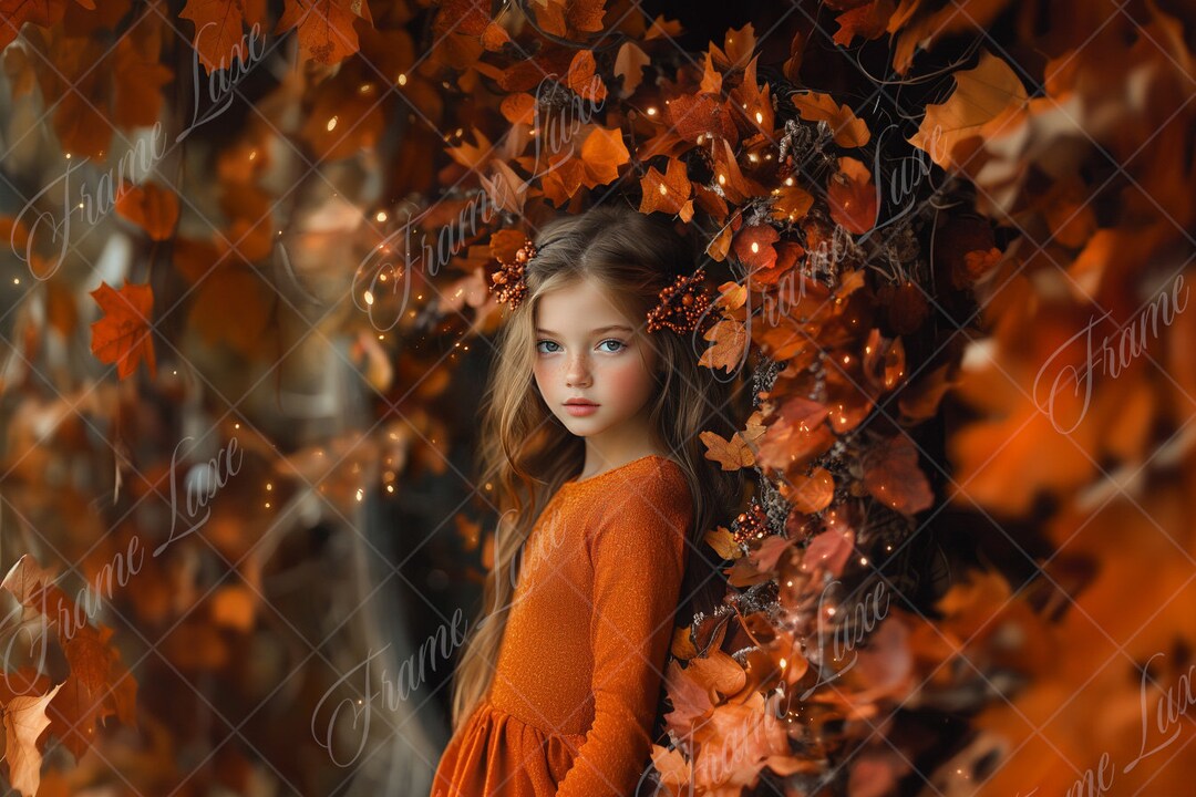 Fall Leaf Wall Digital Background, Portrait Photography Backdrop ...