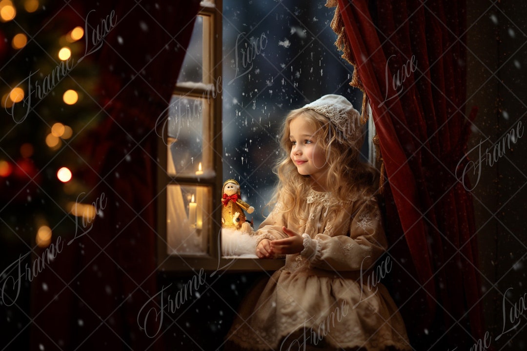 Christmas Window Digital Background, Fine Art Holiday Portrait Digital ...