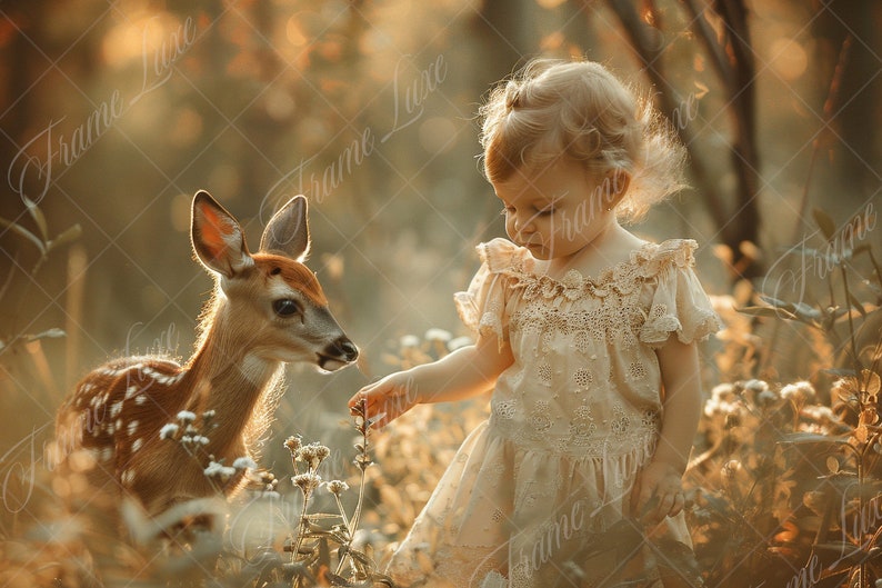 Little Fawn in Wood Digital Background, Warm Lighting, Fine Art ...