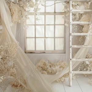 Studio White Floral Room Digital Background, Fine Art Portrait ...