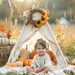 Fall Pumpkins Teepee Tent Digital Background, Children Portrait Photography Digital Backdrop ...