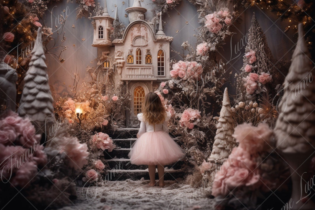 Whimsy Pink Flower Digital Background, Fine Art Portrait Photography ...