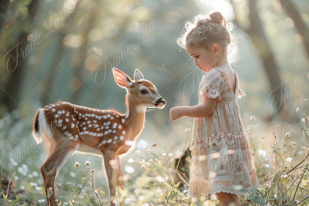 Little Fawn in Wood Digital Background, Spring Forest, Fine Art ...