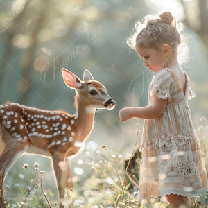 Little Fawn in Wood Digital Background, Spring Forest, Fine Art ...