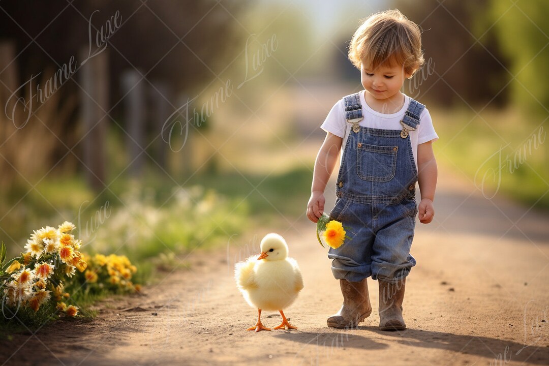 Spring Countryside Road and Duckling Digital Background,fine Art ...