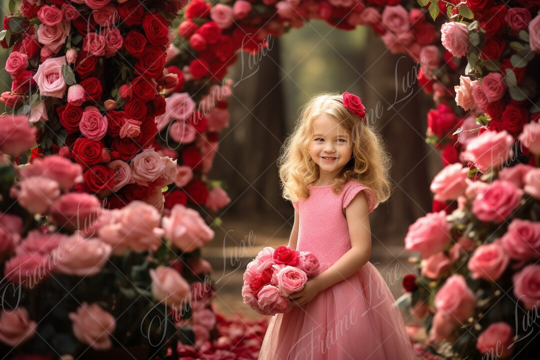 Pink Rose Arch Digital Background, Fine Art Portrait Photography ...