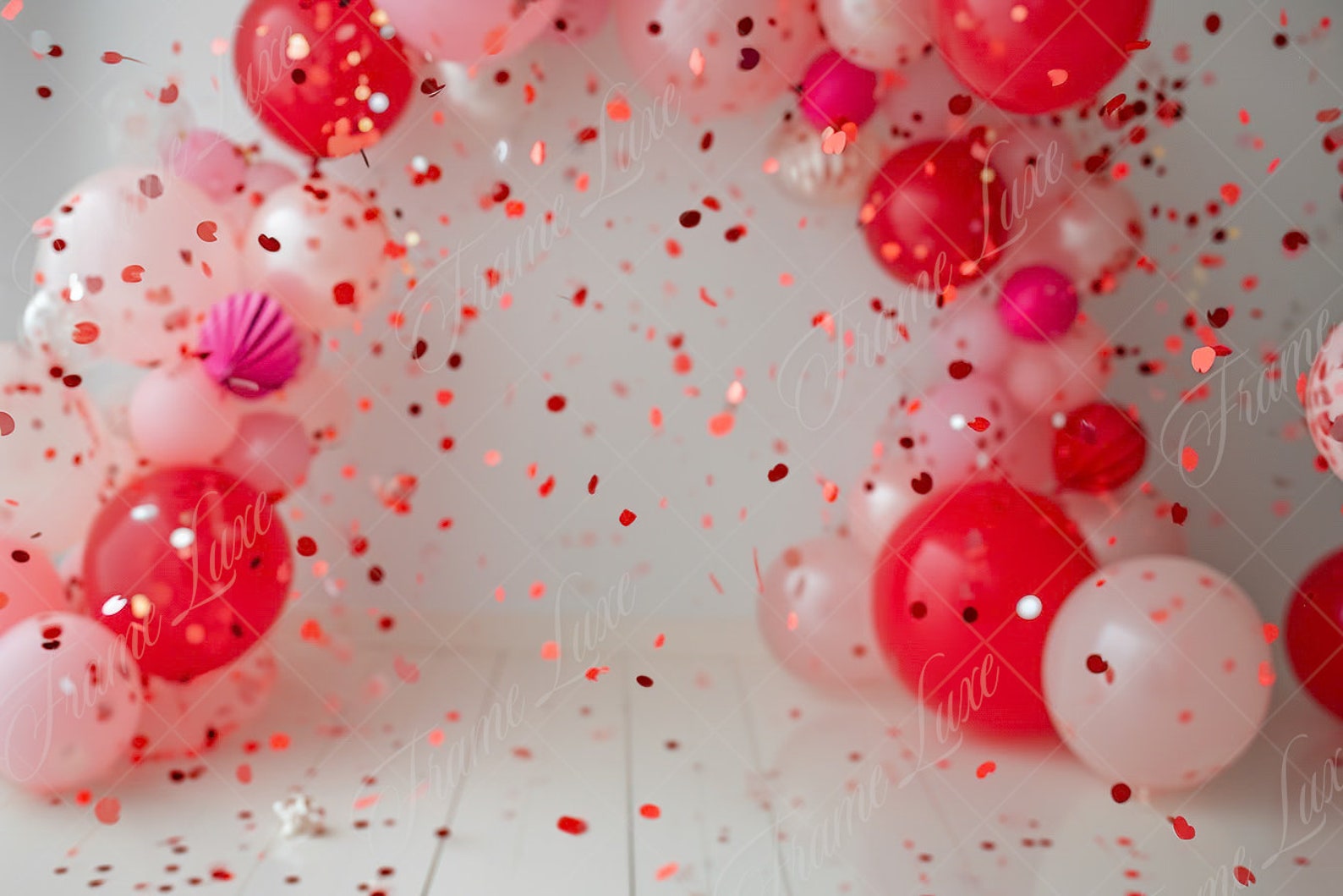 Red Pink Balloon Arch Digital Background, Confetti, Studio, Fine Art ...