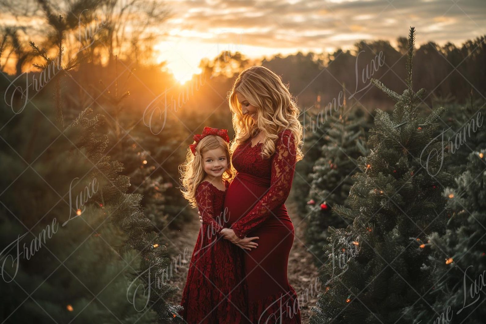 Christmas Tree Farm Sunset Digital Background, Fine Art Holiday ...