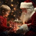 Christmas Santa Giving Gift Box Digital Background, Fine Art Holiday ...