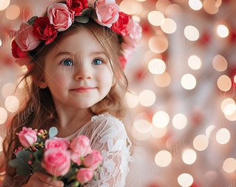 Valentines Red and Gold Bokeh Digital Background, Fine Art Portrait ...