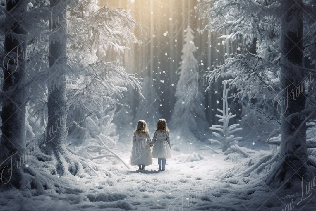 Winter Wonderland Forest Digital Background, Enchanted Christmas ...