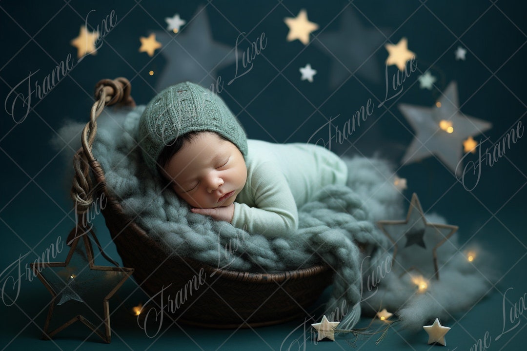 Mint Star Newborn Digital Background, Fine Art Newborn Photography ...