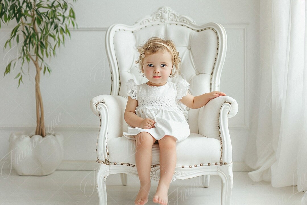 Simple White Chair in White Room Digital Background, Portrait ...