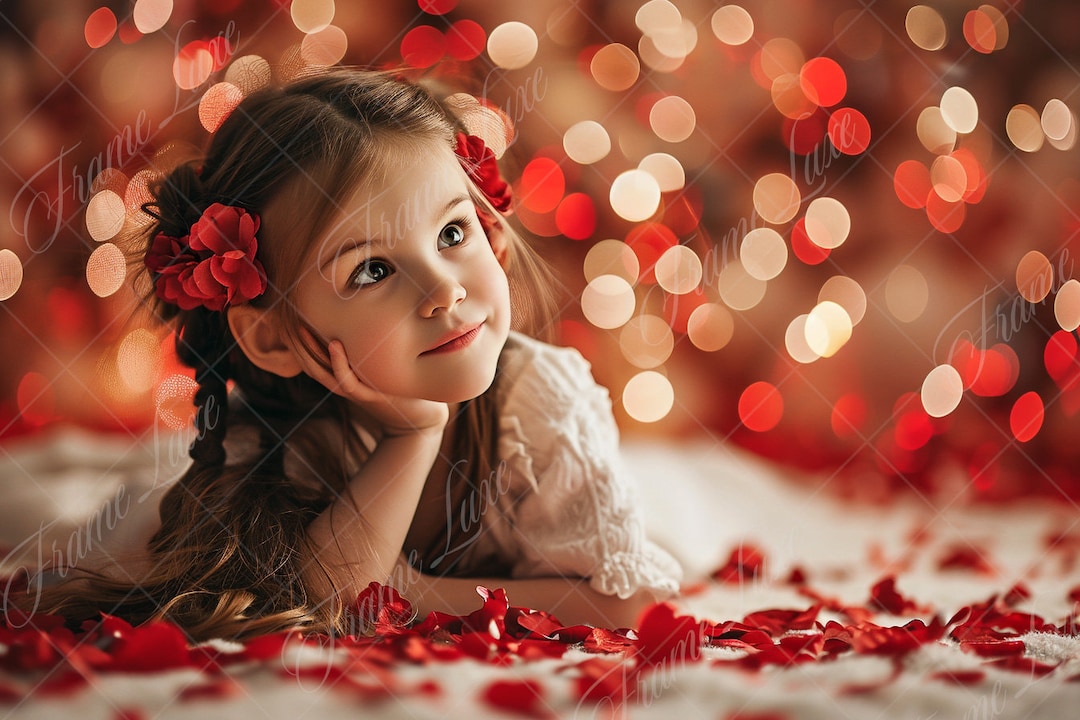 Valentines Red and Gold Bokeh Digital Background, Fine Art Portrait ...