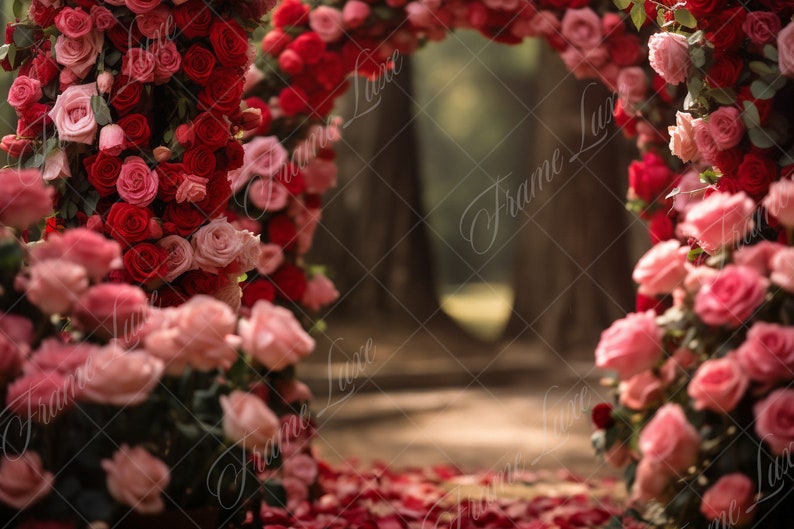 Pink Rose Arch Digital Background, Fine Art Portrait Photography ...