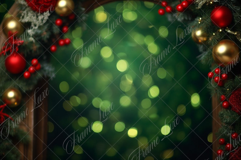 Green Christmas Bokeh Digital Background, Fine Art Holiday Portrait ...