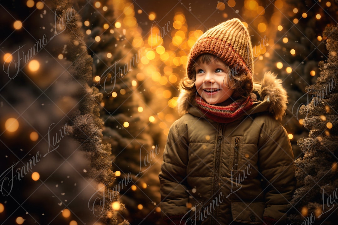 Christmas Tree Lights Digital Background, Fine Art Holiday Portrait ...