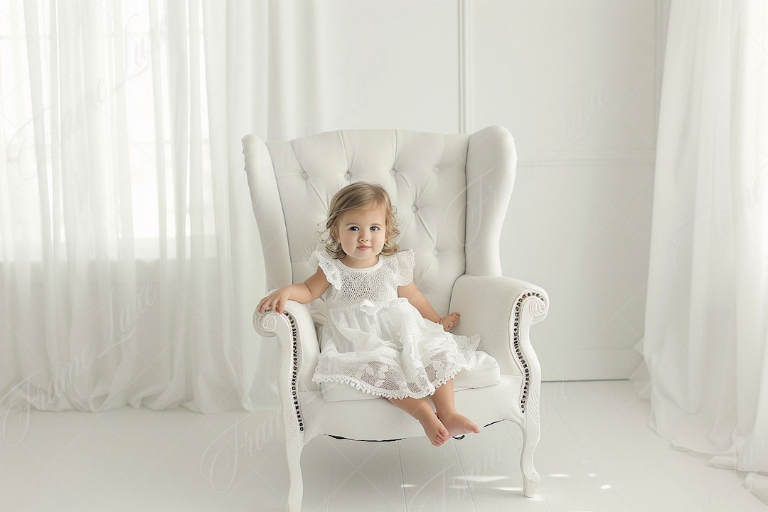 Simple White Chair in White Room Digital Background, Portrait ...