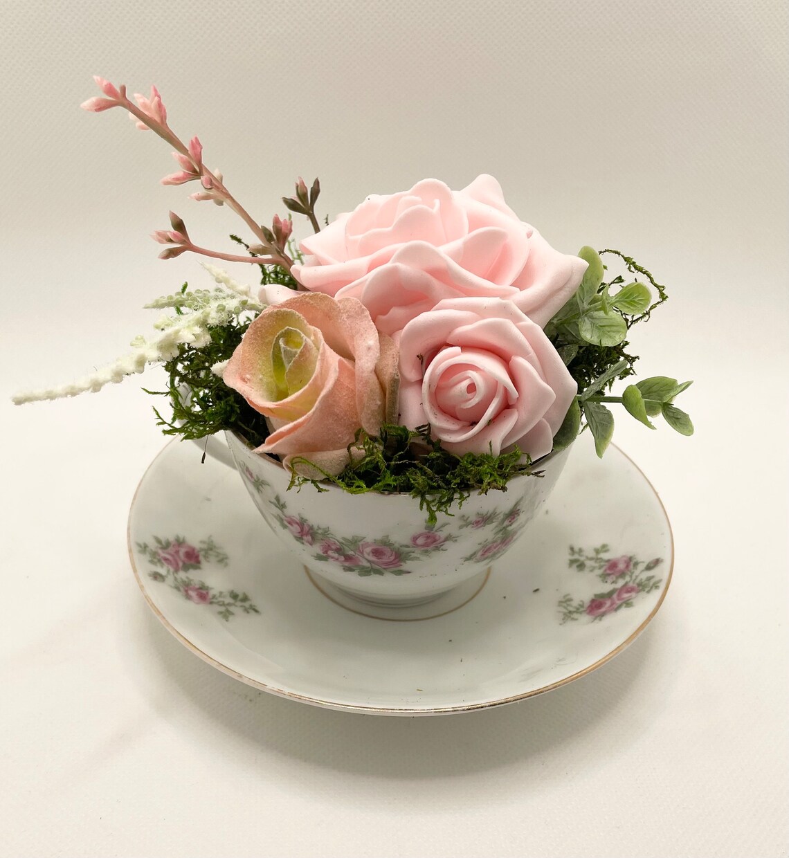 Tea Cup Floral Arrangement With Saucer - Etsy Canada
