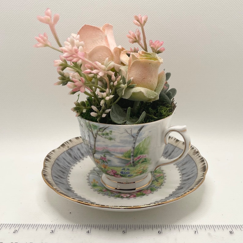 Tea Cup Floral Arrangement With Saucer - Etsy Canada