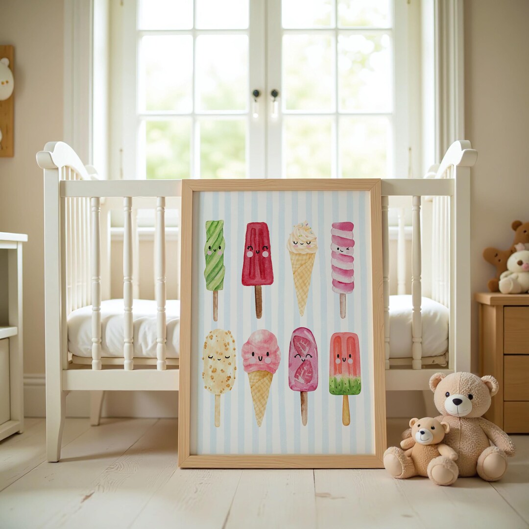 Sweeties Ice Cream Art Print / Kawaii Popsicle Illustration / Cute ...