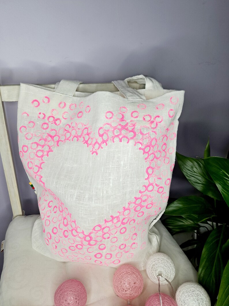 Tote Bag Linen/ Linen Shopping Bag/ Hand Made Painted Linen Bag - Etsy