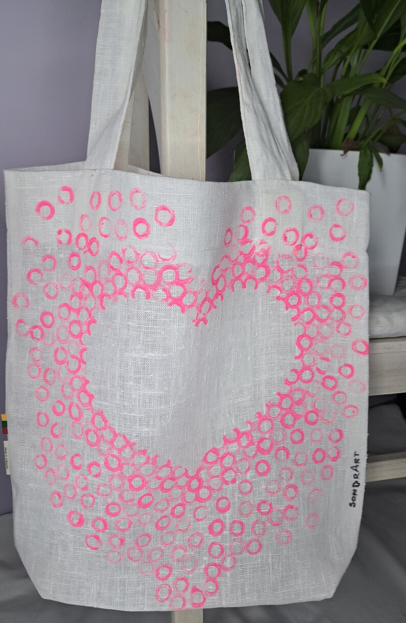 Tote Bag Linen/ Linen Shopping Bag/ Hand Made Painted Linen Bag - Etsy