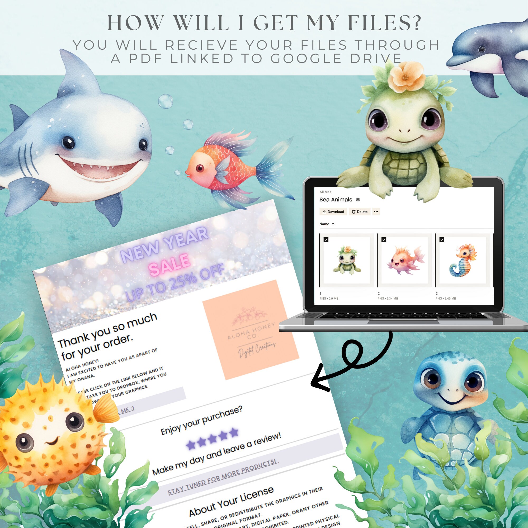 Adorable Sea Friends Clipart Pack of 39 - Etsy