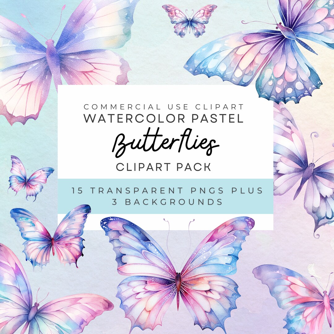 Beautiful Watercolor Pastel Butterflies - Etsy