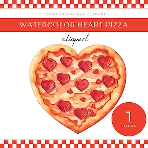 Watercolor Heart Shaped Pizza - Etsy