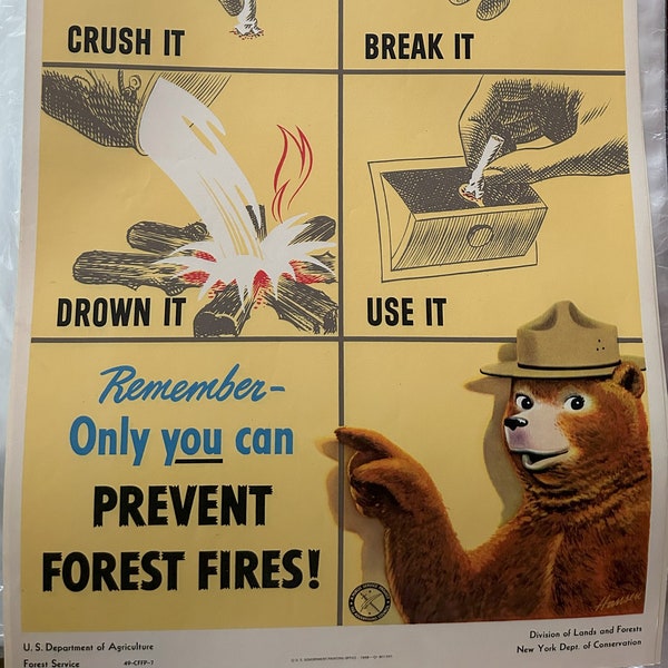 Smokey Bear Poster - Etsy