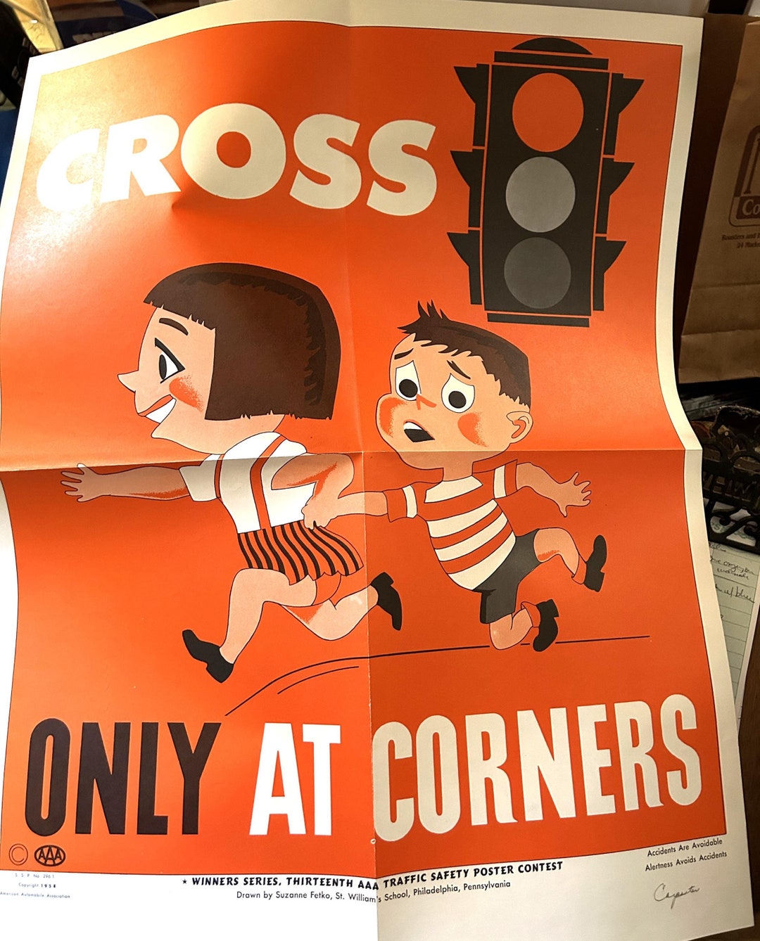 AAA Safety Poster - Cross Only at Corners - Etsy