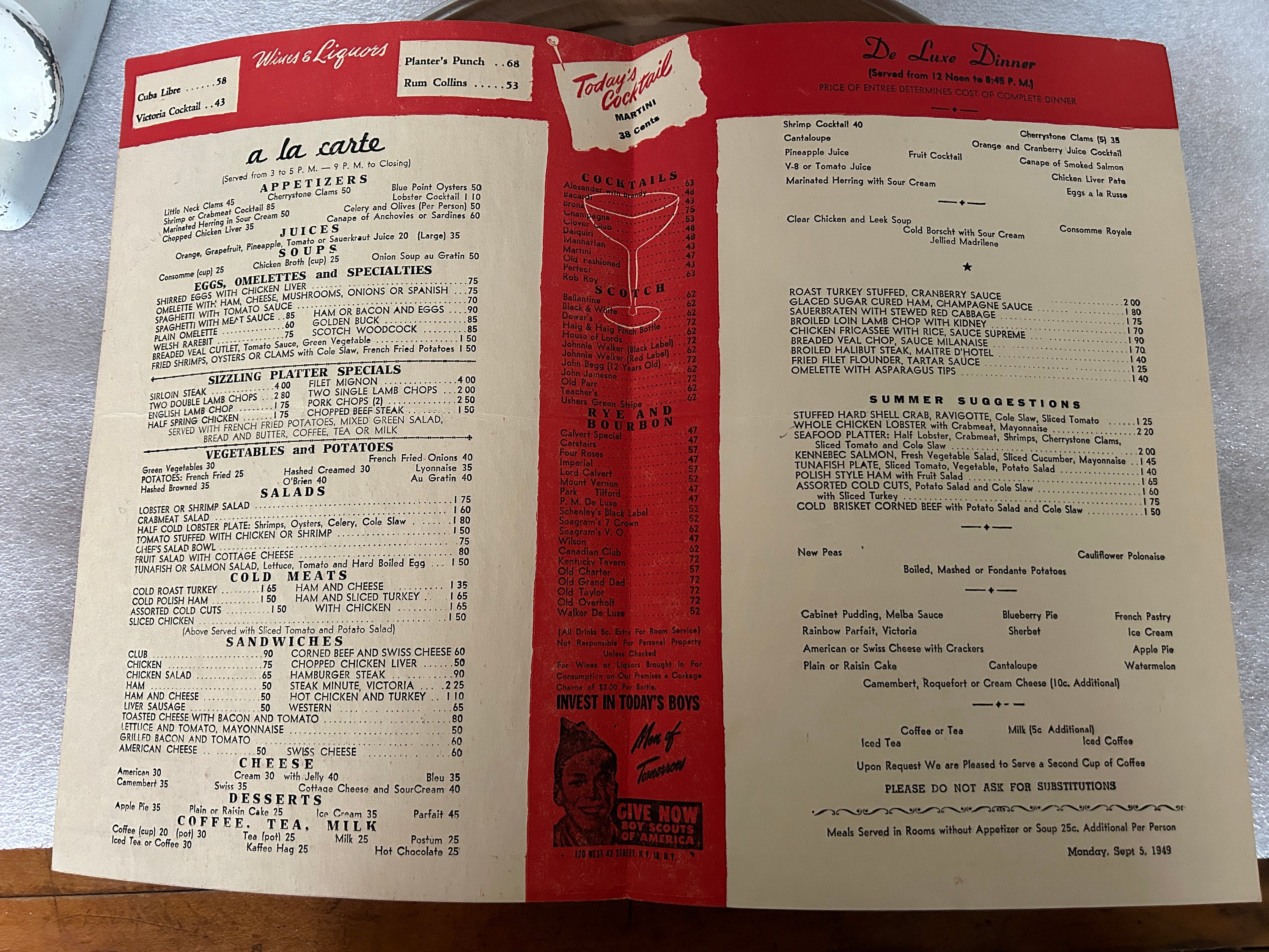 Hotel Victoria Menu, New York City 1949 - Etsy