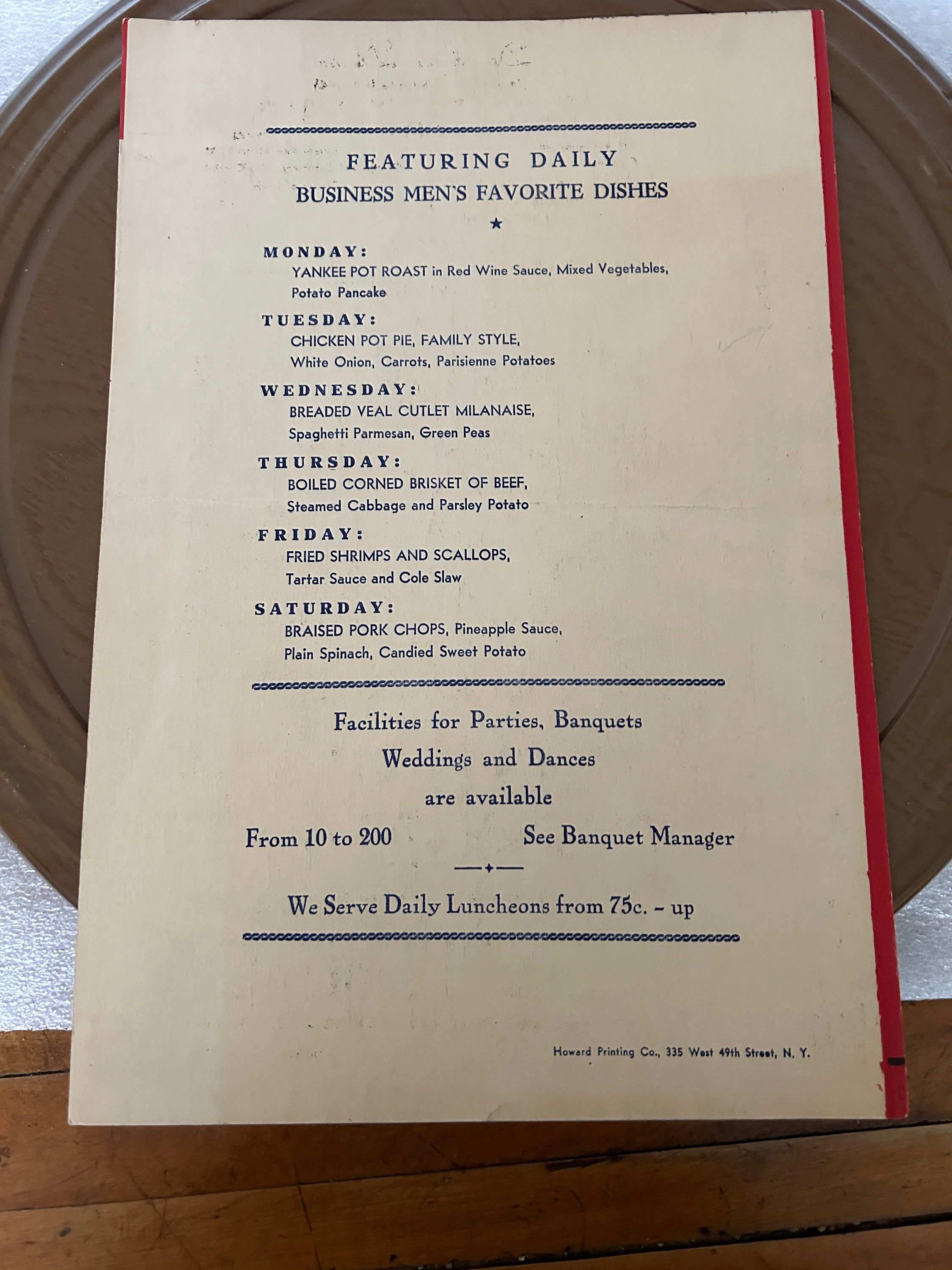 Hotel Victoria Menu, New York City 1949 - Etsy