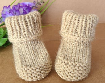 Cute Baby Booties Knit Baby Boots Baby Shower Booties White Size 0-3 ...