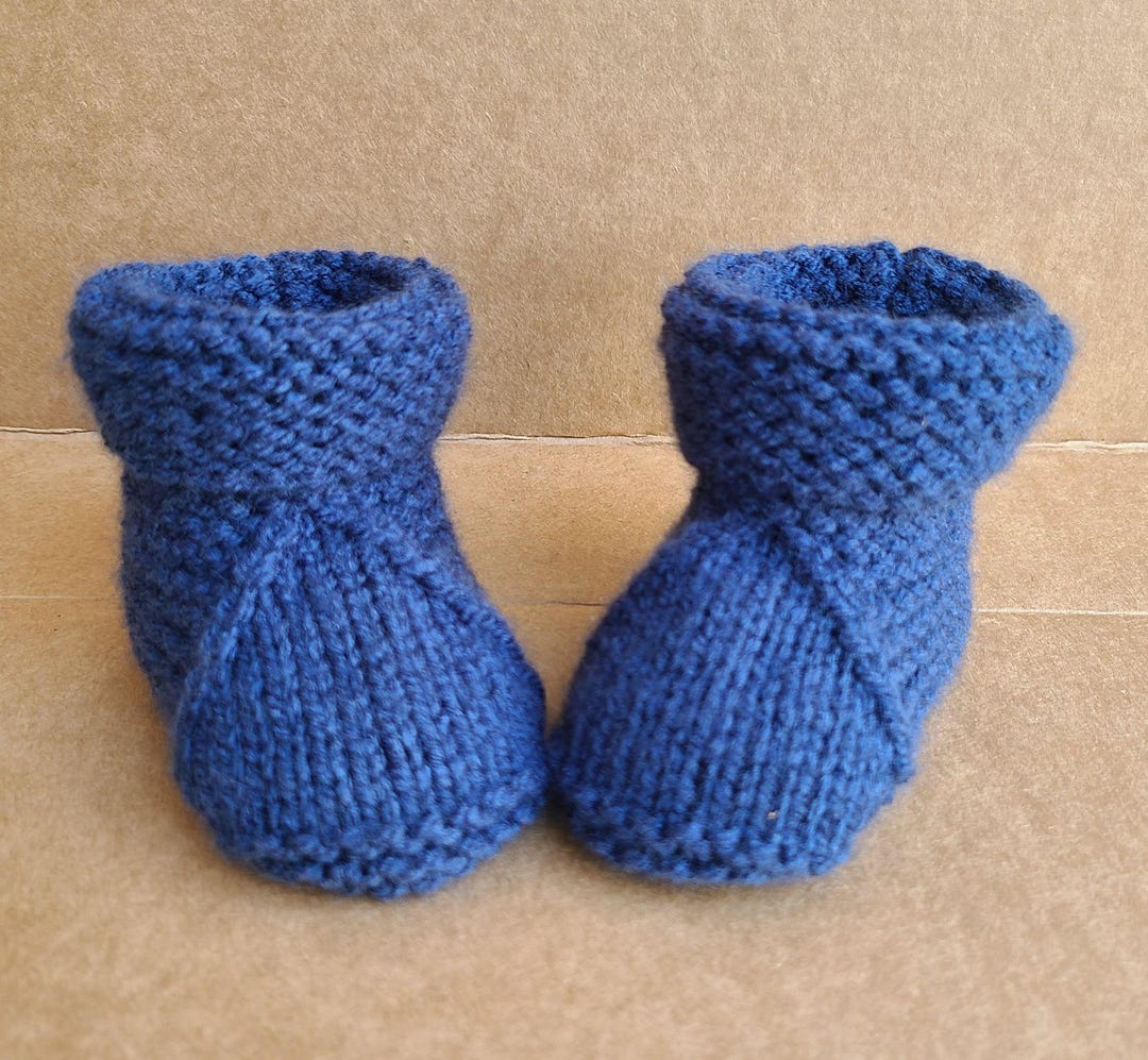 Cute Baby Booties Knit Baby Boots Baby Shower Booties Navy Blue Size 0 ...