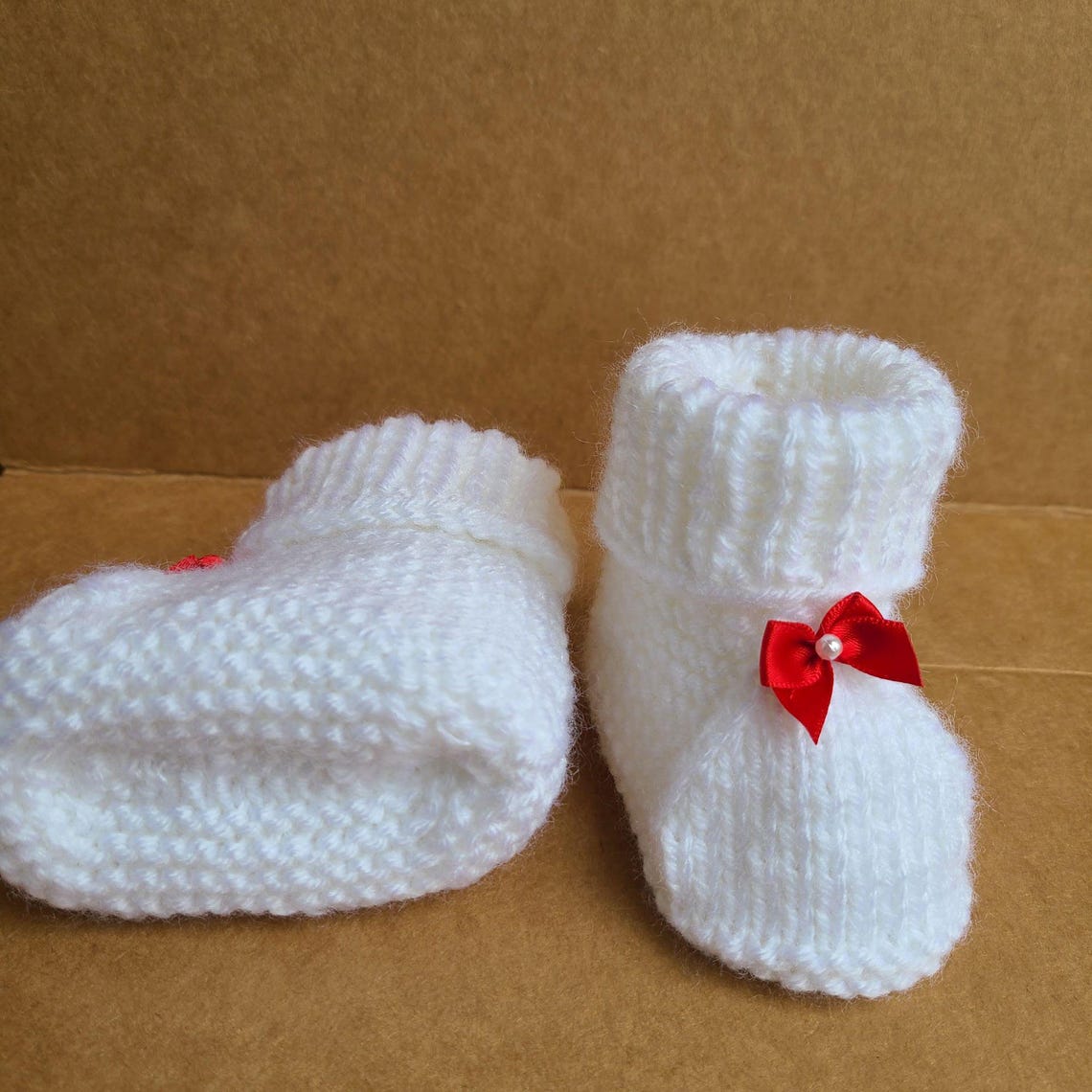 Cute Baby Booties Knit Baby Boots Baby Shower Booties White Size 0-3 ...