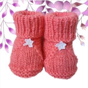 Cute Baby Booties Knit Baby Boots Baby Shower Booties Pink Size 6-9 ...