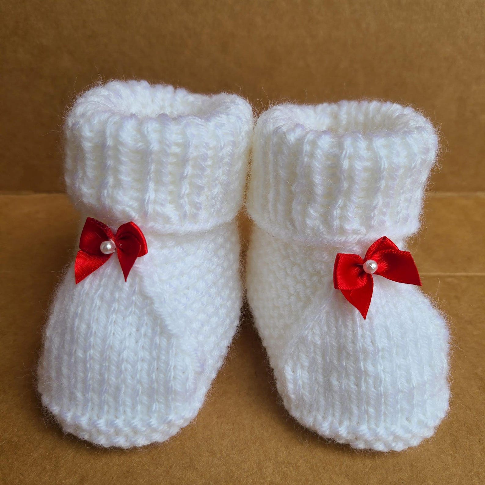 Cute Baby Booties Knit Baby Boots Baby Shower Booties White Size 0-3 ...