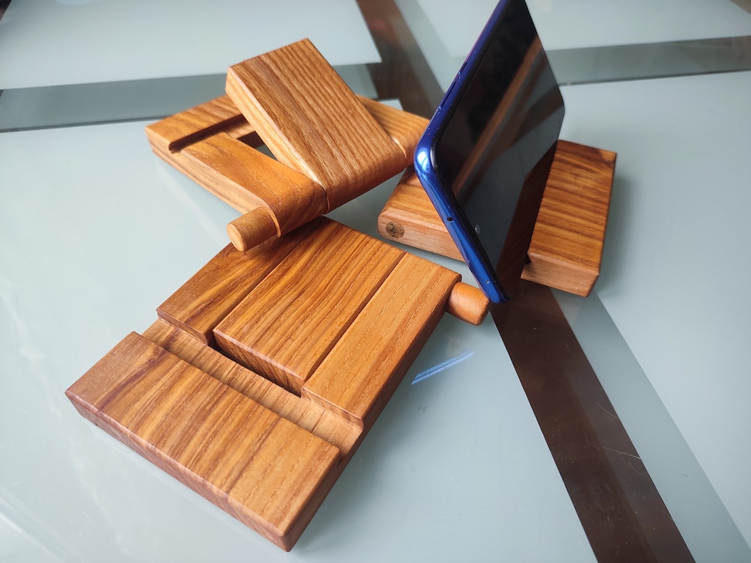 Phone Stand, Wooden Adjustable Phone Stand, Handmade Phone Holder ...