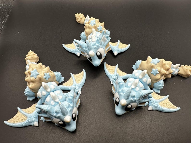 Seashell Dragon Fidget Toy | 3D Printed Wiggly Dragon | Sensory | Ocean ...