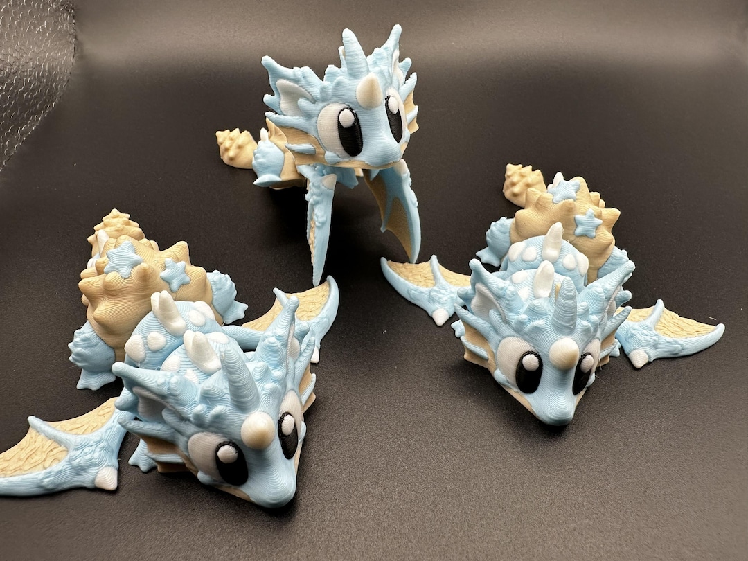 Seashell Dragon Fidget Toy | 3D Printed Wiggly Dragon | Sensory | Ocean ...