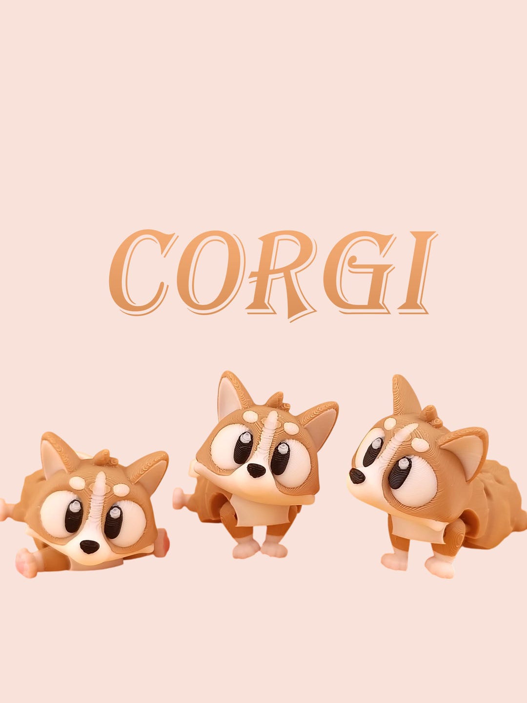 2x Corgi Fidget Toy | 3D Printed Articulating Sensory Toy | Stress ...