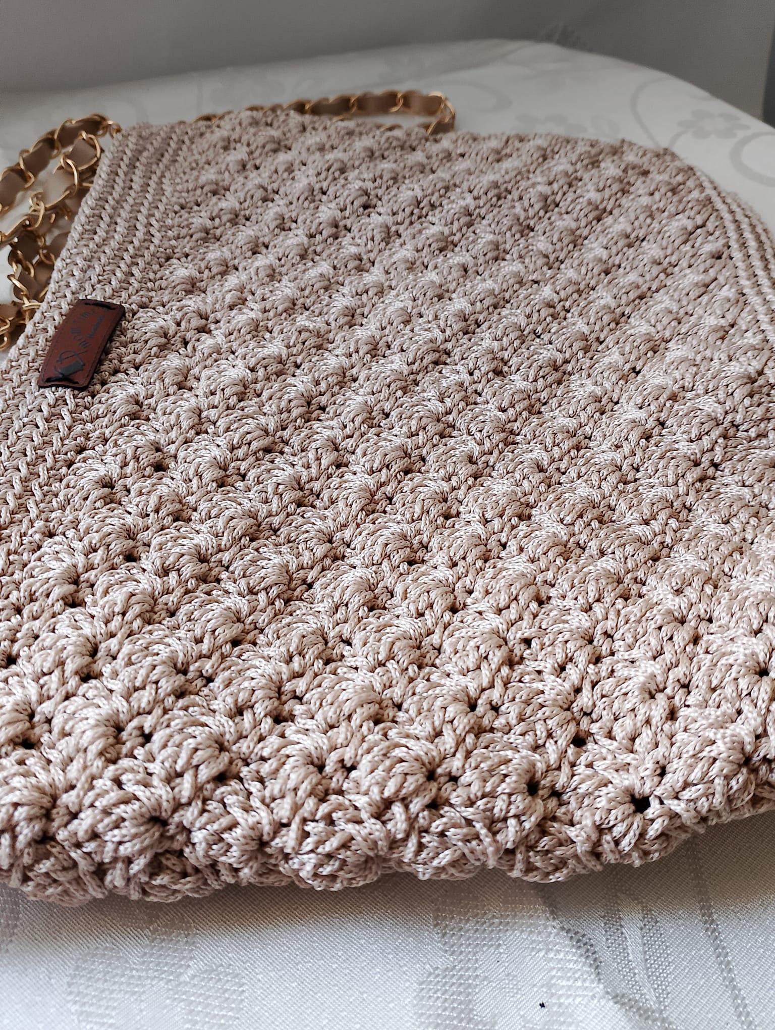 Crocheted Macrame Yarn Shoulder Bag With Unique Interior Design A ...