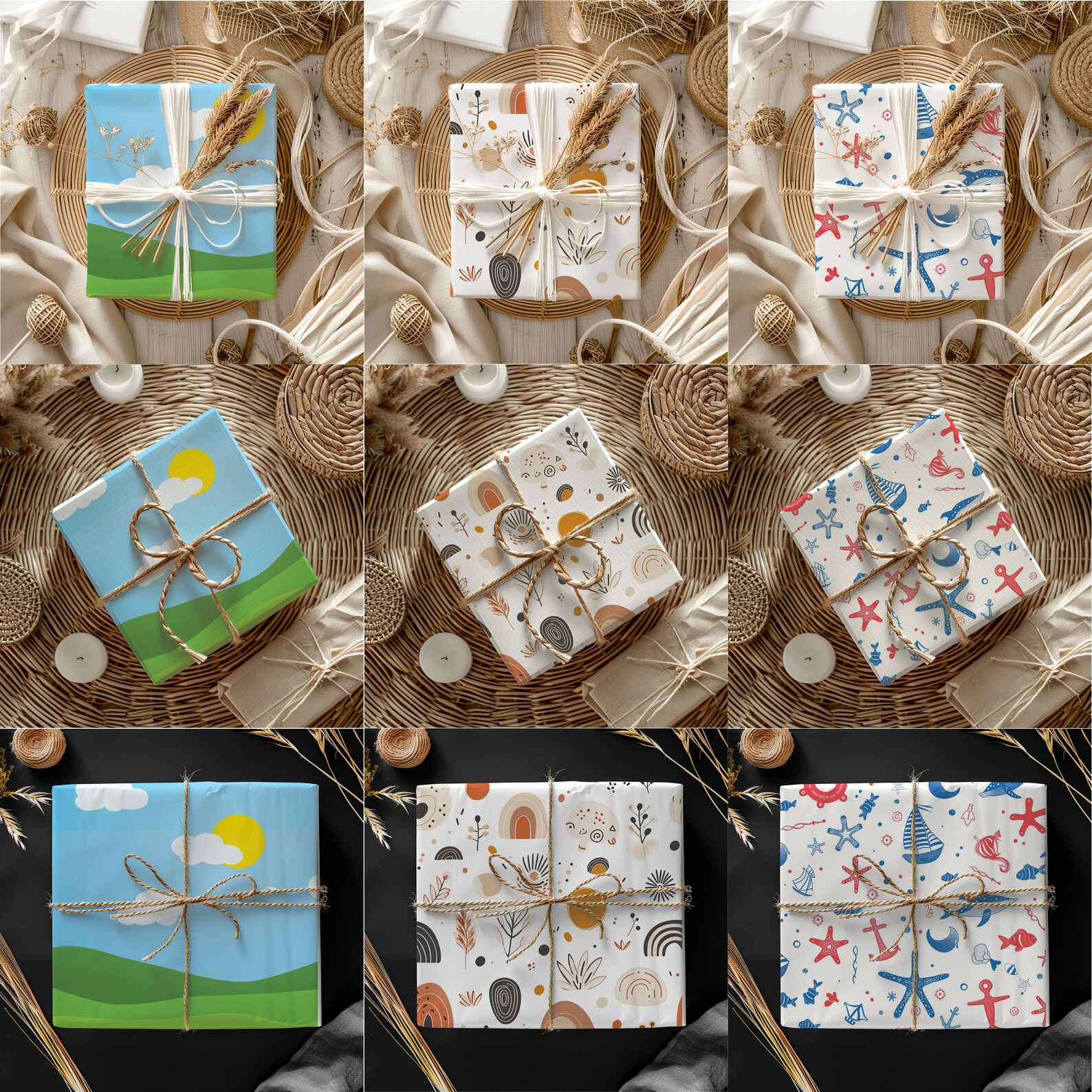 80x Gift Box and Wrapping Paper Mockup Bundle for Canva Easy Use ...