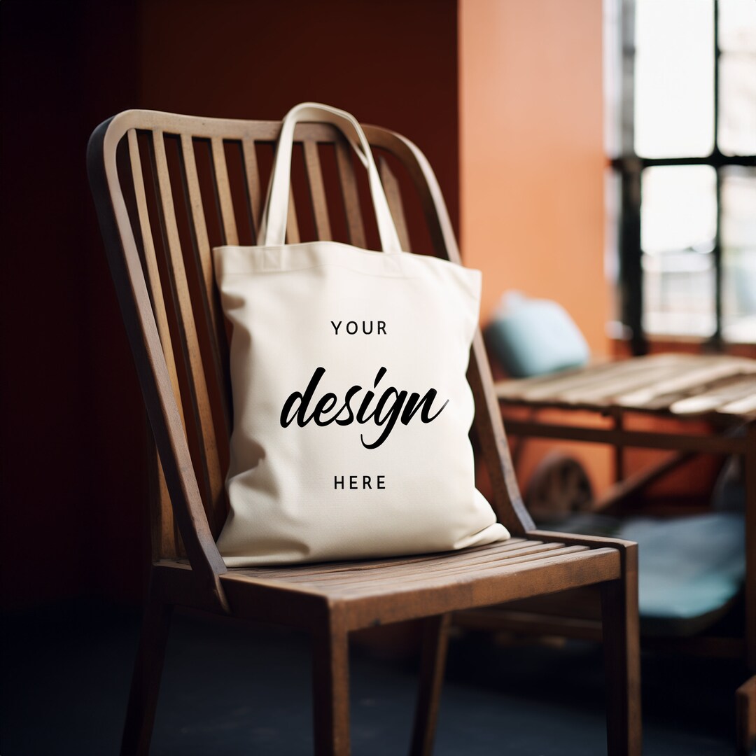 Tote Bag Mockup, Chair Tote Bag Mockup, Cotton Tote Bag Mock, Bag ...